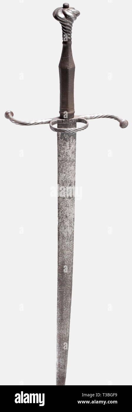 A German hand-and-a-half sword, circa 1520 Heavy blade of lenticular ...