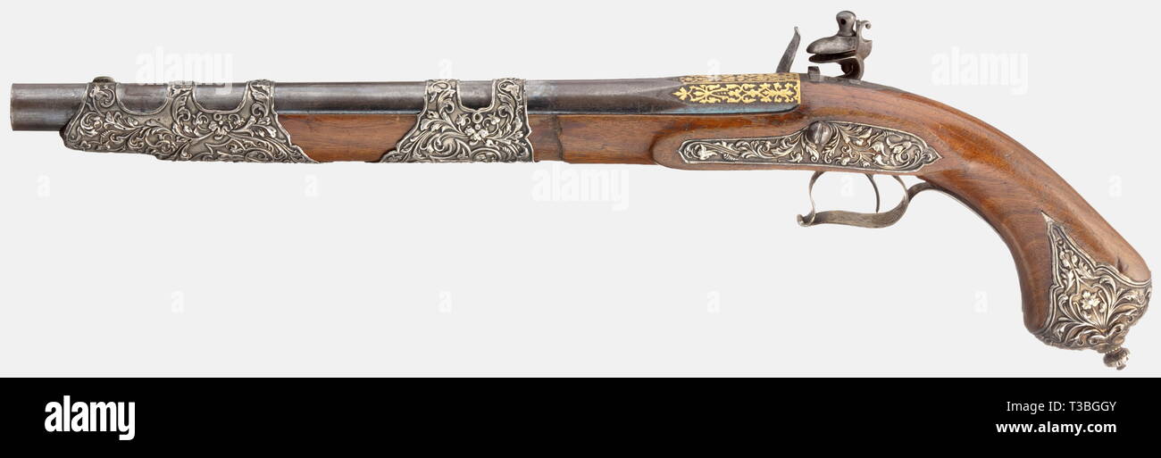 A silver-mounted flintlock pistol Lepage Moutier in Paris, circa 1850 ...