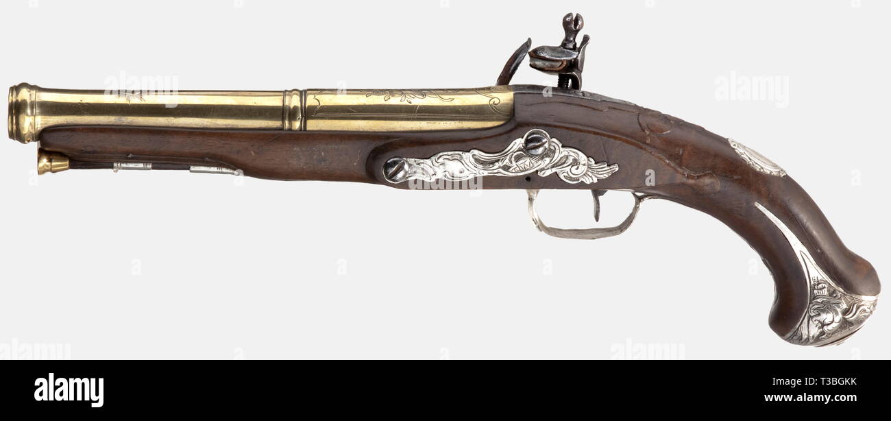 A pair of silver-mounted flintlock pistols, Cassaignard, Nantes, circa ...
