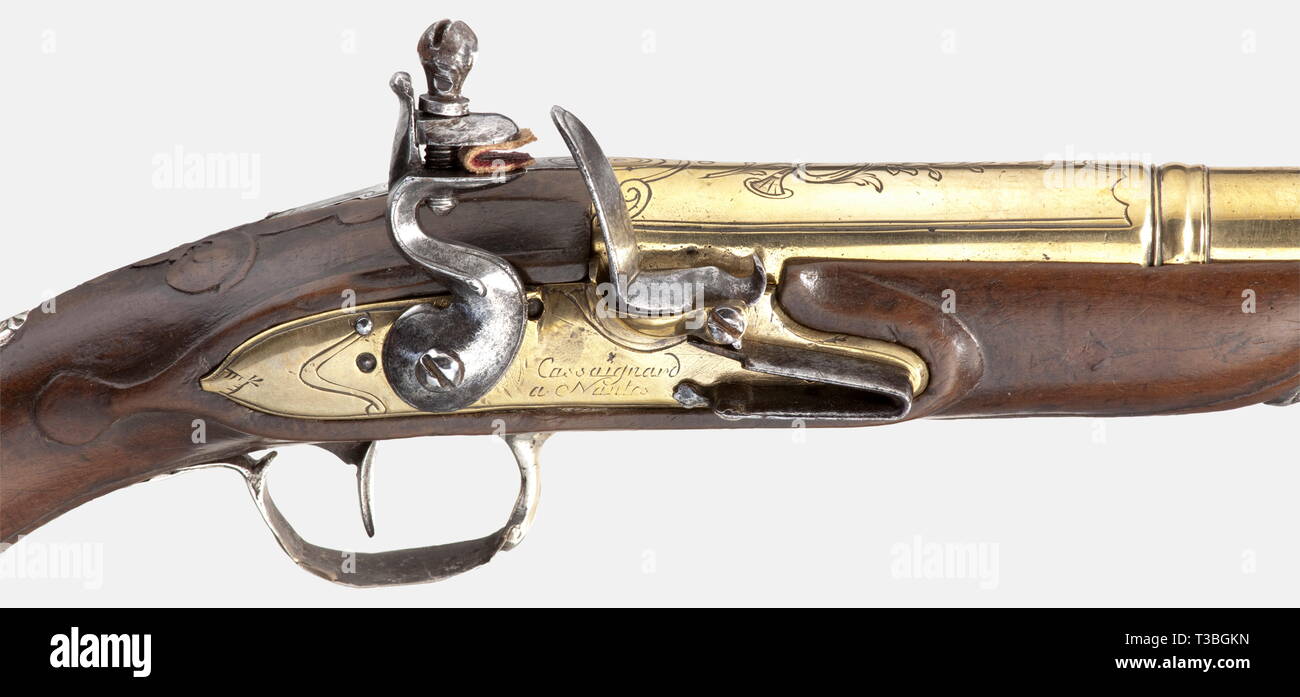 A pair of silver-mounted flintlock pistols, Cassaignard, Nantes, circa ...