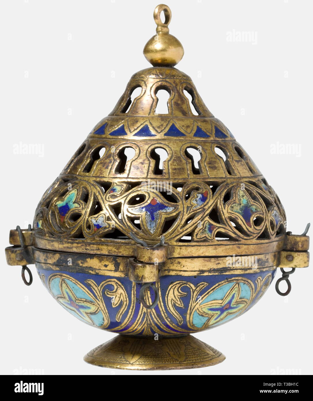 An enamel incense burner, France or Italy, 13th/14th century, Bronze ...