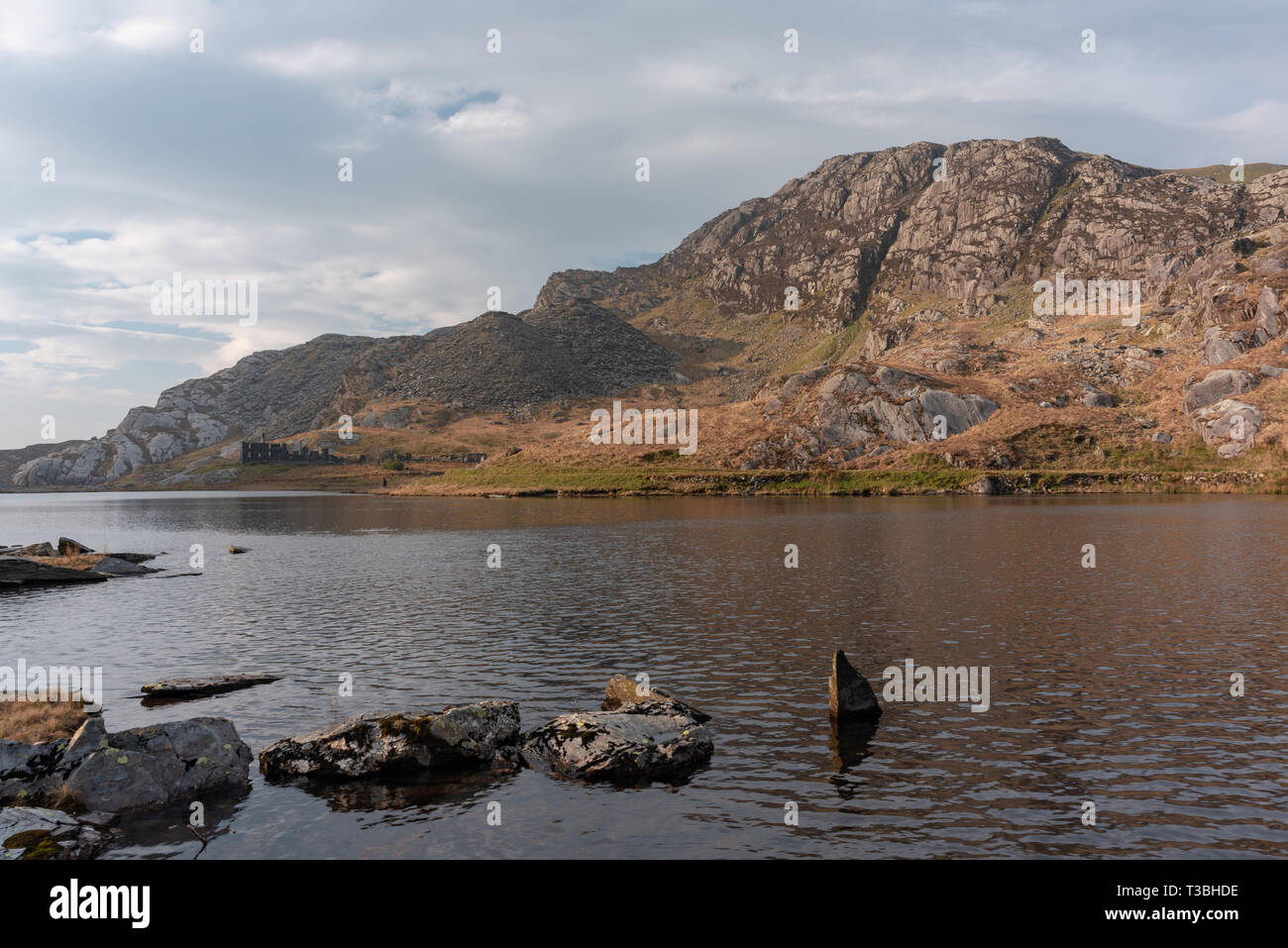 The abandoned Cwmorthin Terrace and Rhosydd Slate Quarry at Blaenau ...
