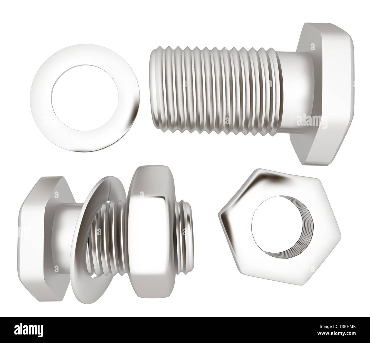 Screws and nuts set. 3d illustration Stock Photo - Alamy