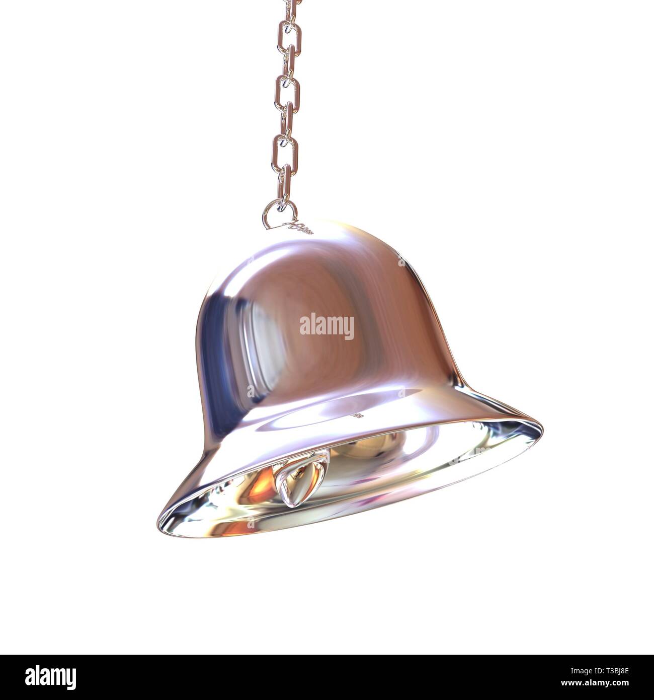 Shiny metal bell isolated on white background. 3d illustration Stock ...