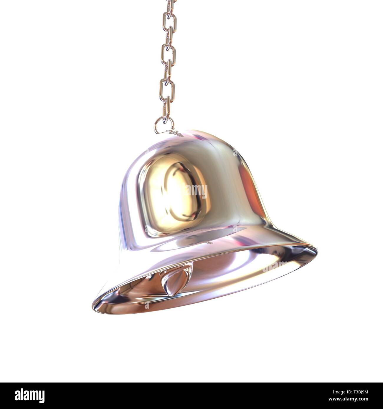 Shiny metal bell isolated on white background. 3d illustration Stock ...