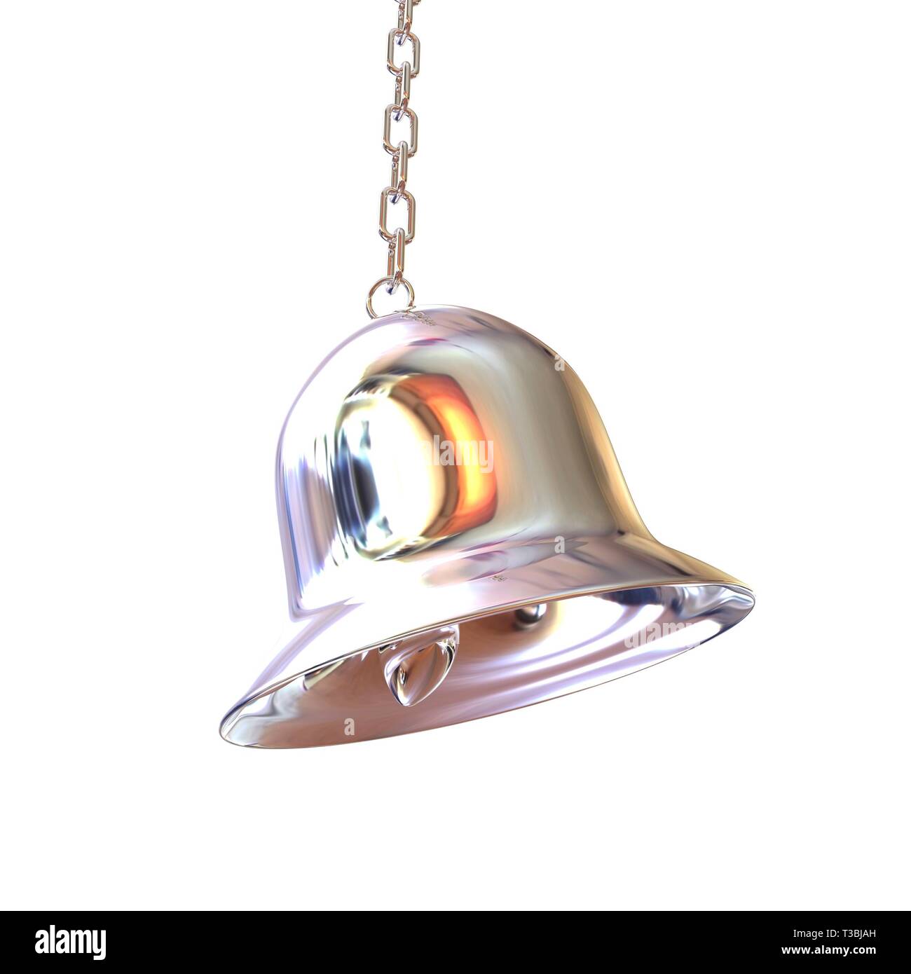 Shiny metal bell isolated on white background. 3d illustration Stock ...