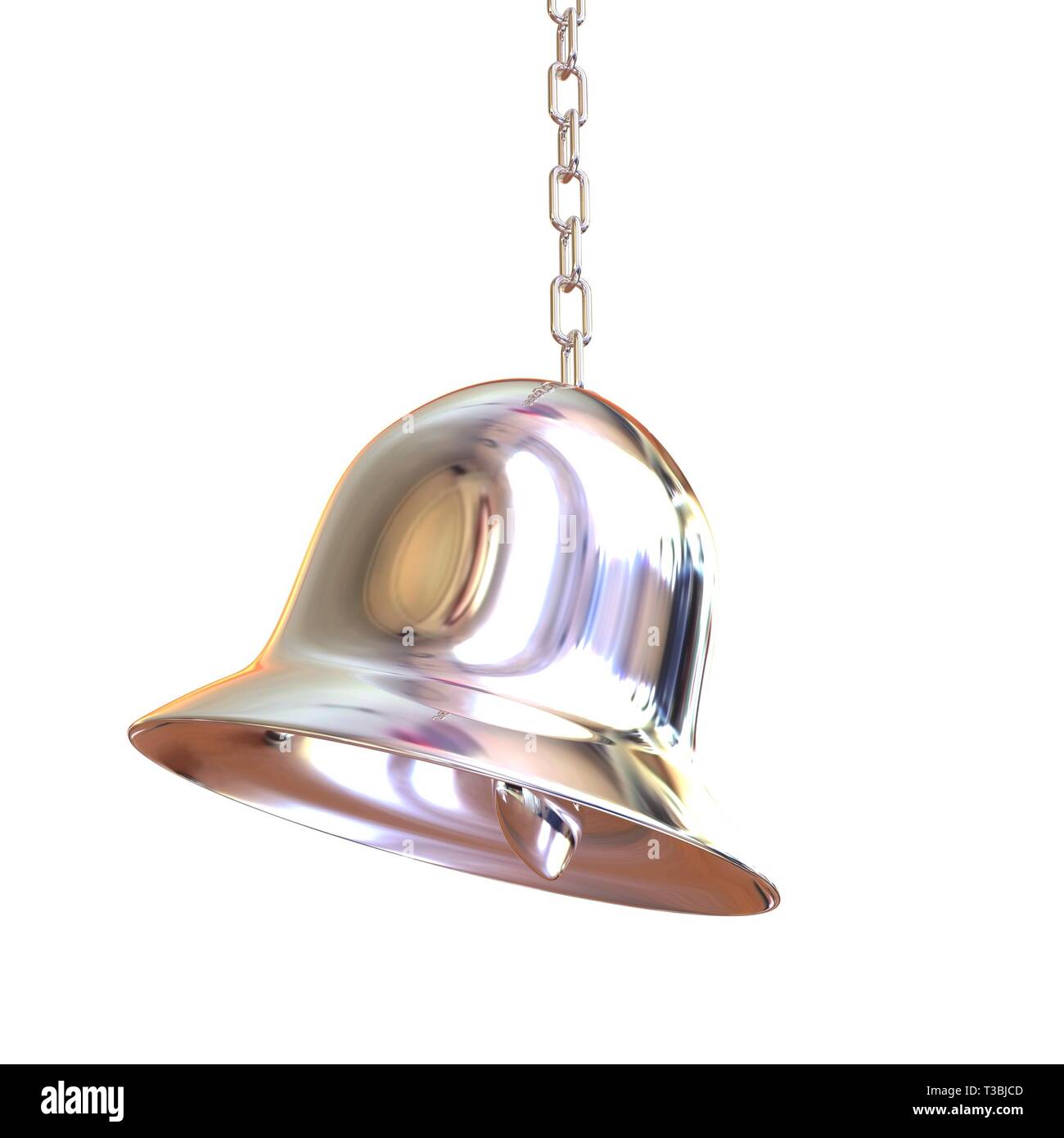 Shiny metal bell isolated on white background. 3d illustration Stock ...