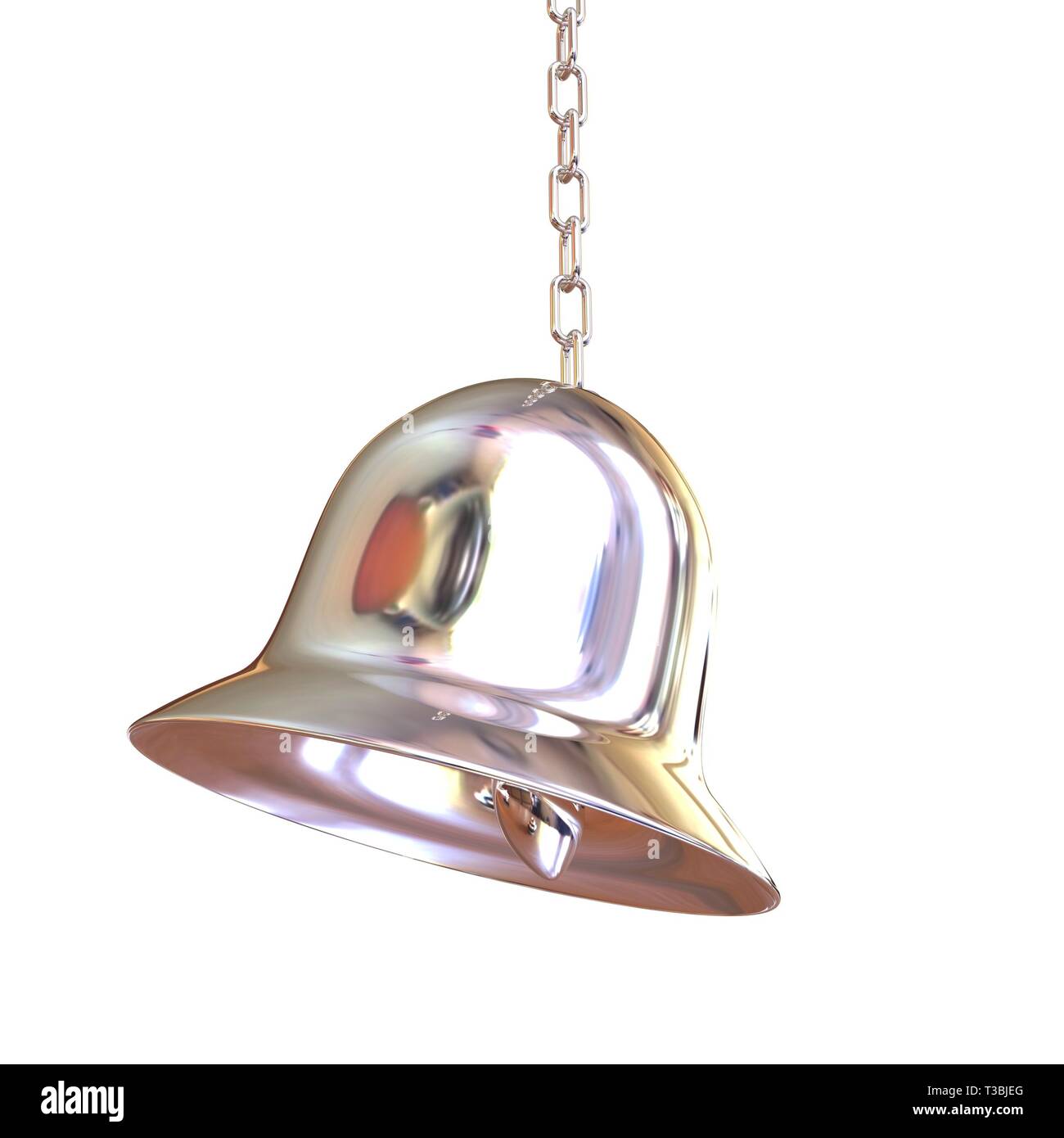 Shiny metal bell isolated on white background. 3d illustration Stock ...