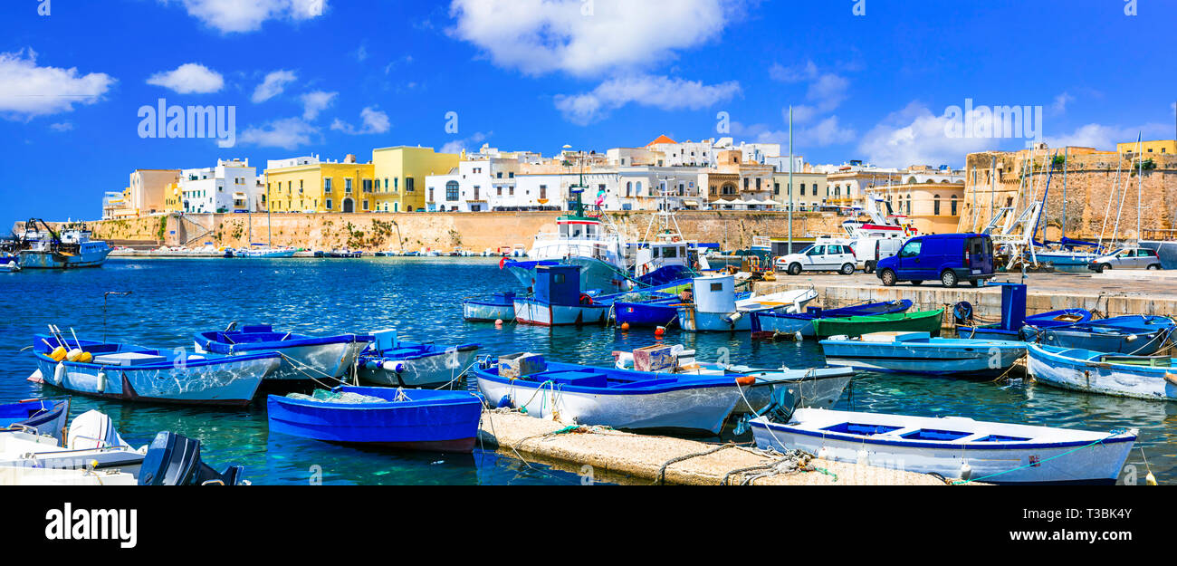 Beautiful Gallipoli old town,view with colorful houses,fortress and ...