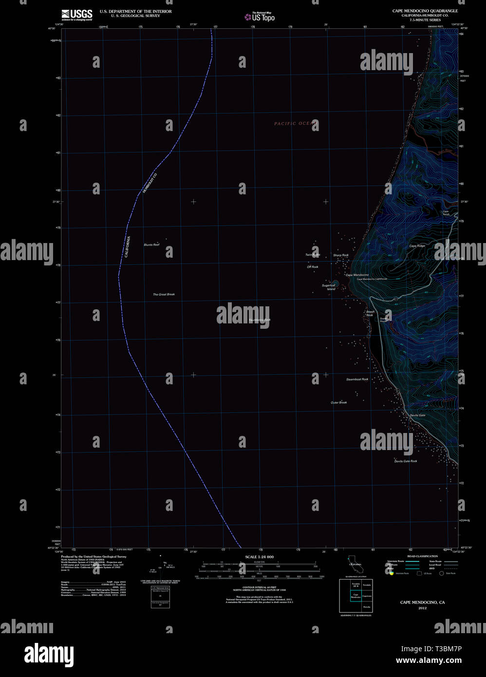 Mendocino map hi-res stock photography and images - Alamy