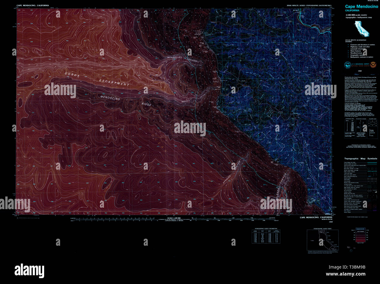 Mendocino map hi-res stock photography and images - Alamy