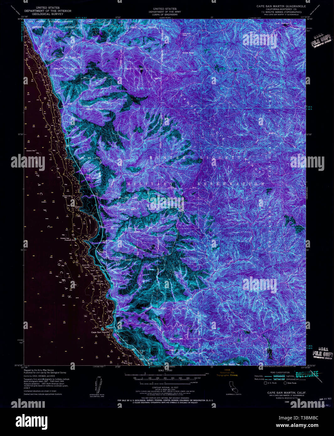 USGS TOPO Map California CA Cape San Martin 288933 1949 24000 Inverted ...