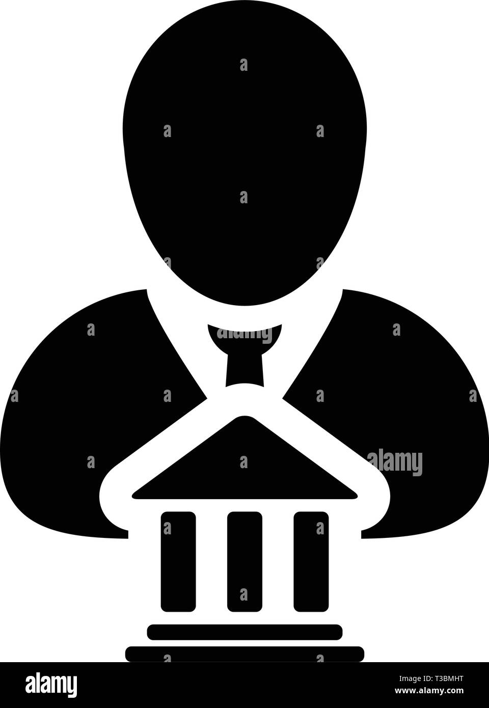 Bank icon vector with male person profile avatar with building symbol ...
