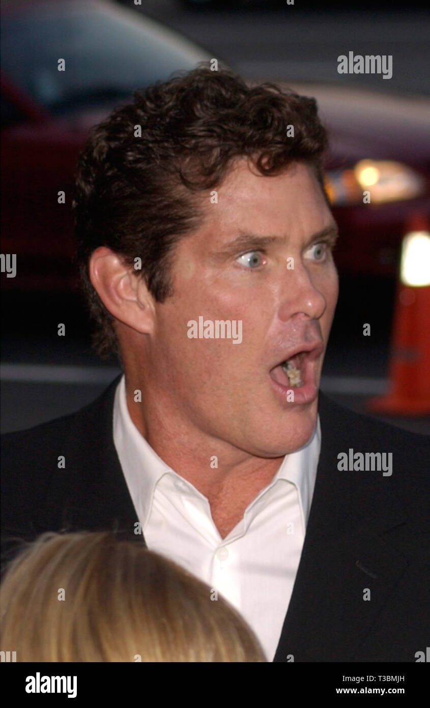 LOS ANGELES, CA. July 31, 2001: Actor DAVID HASSELHOFF & wife PAMELA at ...