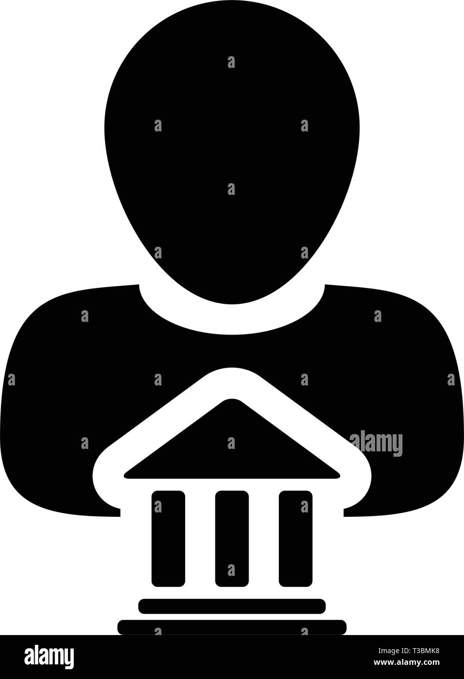 Legal icon vector with male person profile avatar with building symbol ...