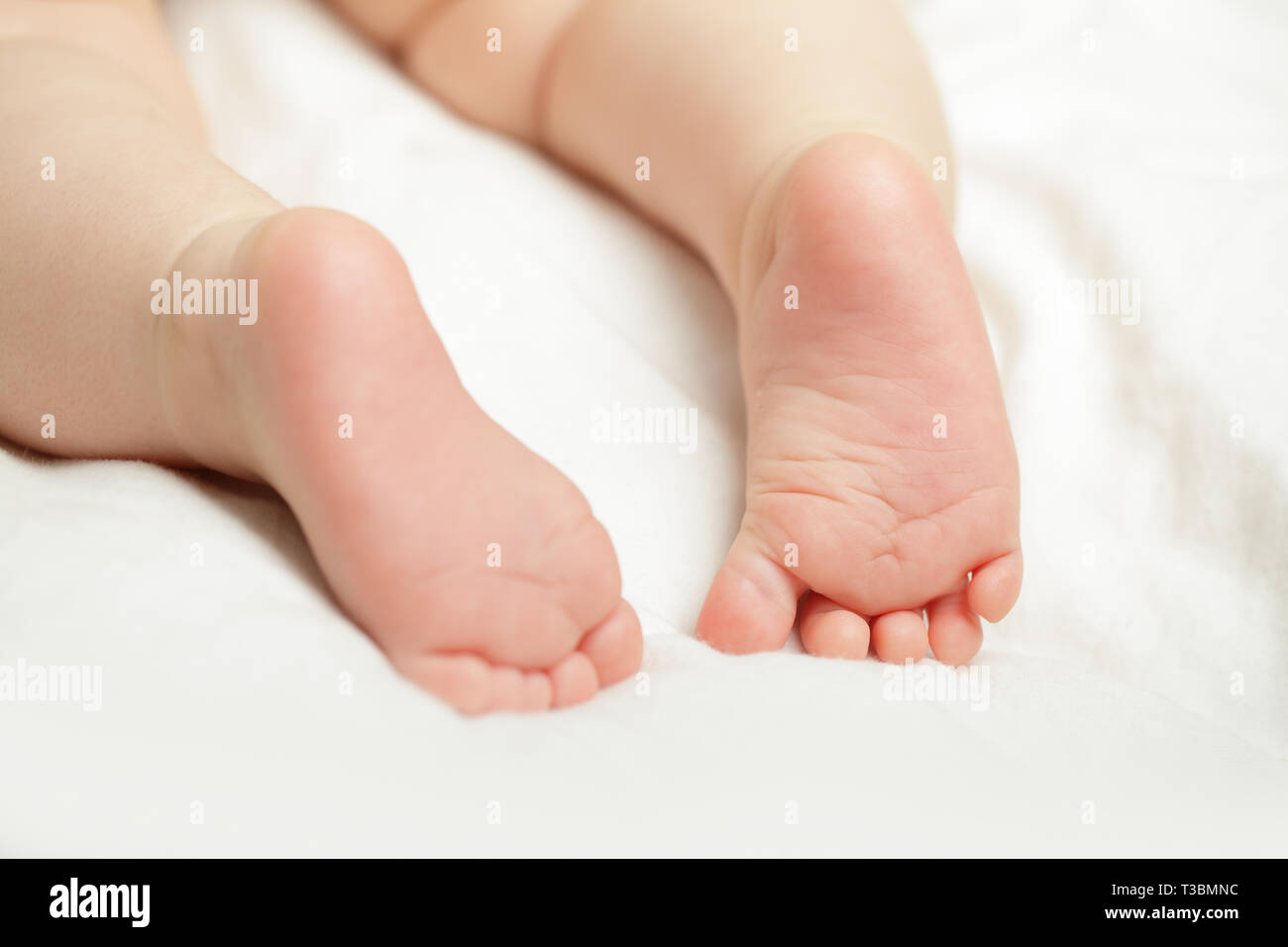 Feet of newborn baby on white background Stock Photo - Alamy