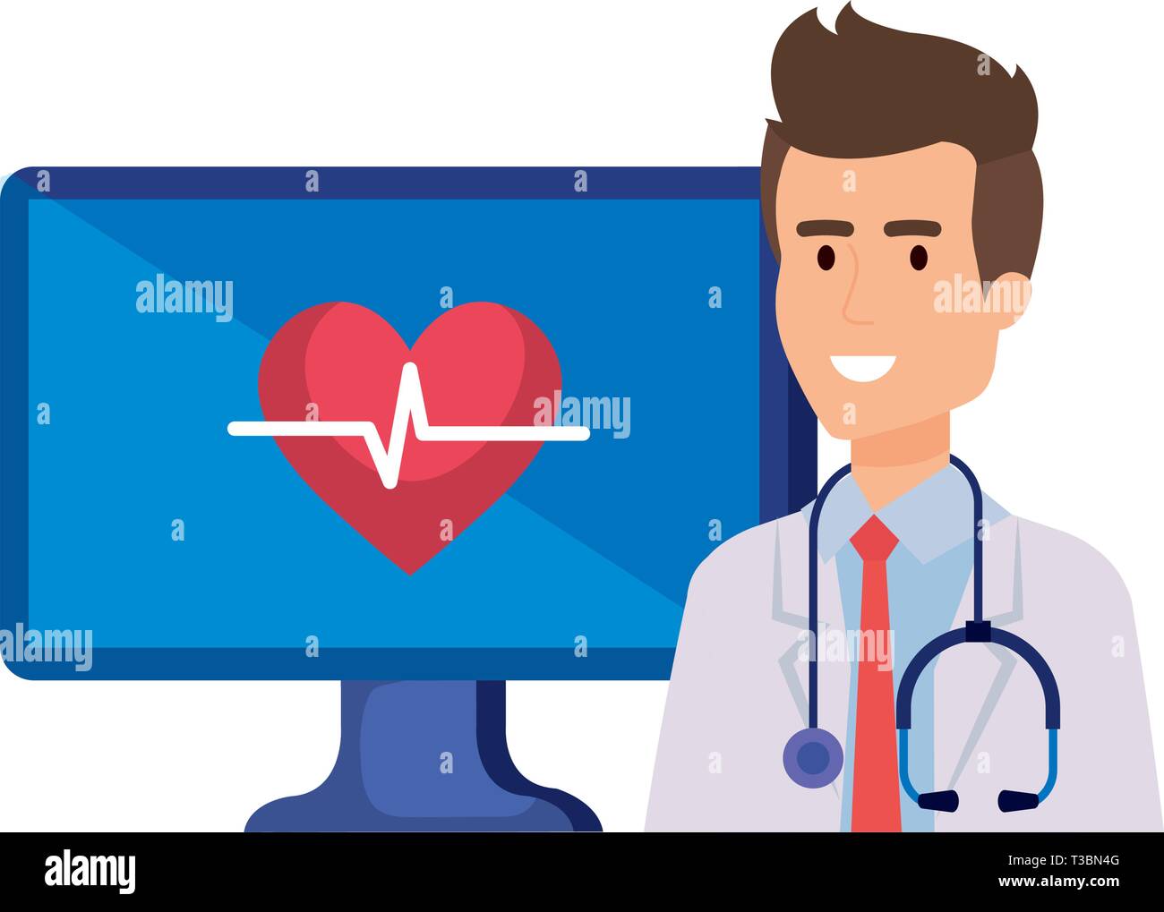professional doctor with computer telemedicine service Stock Vector ...
