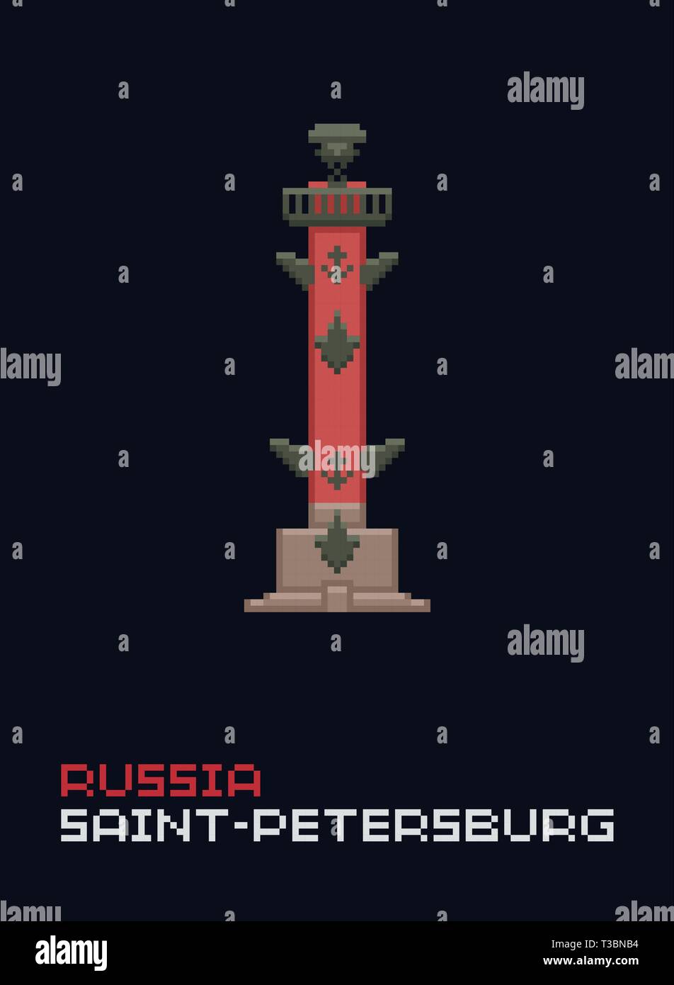 Pixel art vector illustration, flat style. Stylish colorful landmarks ...