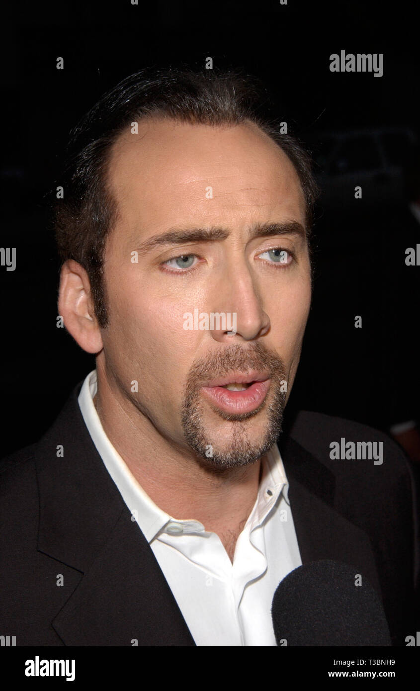 LOS ANGELES, CA. August 13, 2001: Actor NICOLAS CAGE at the the Los ...