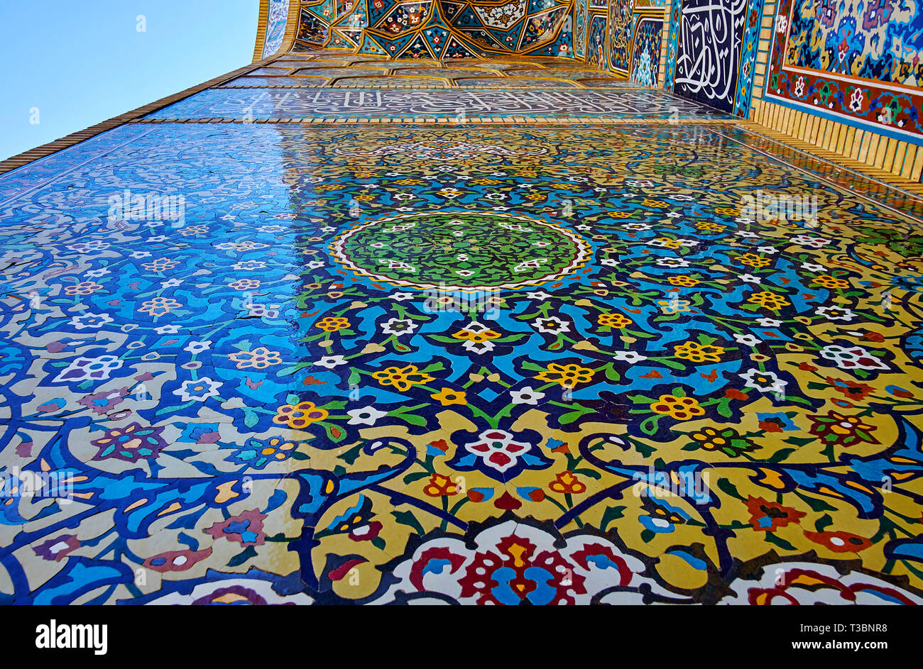 Details of the wall of Malek museum portal, covered with traditional ...