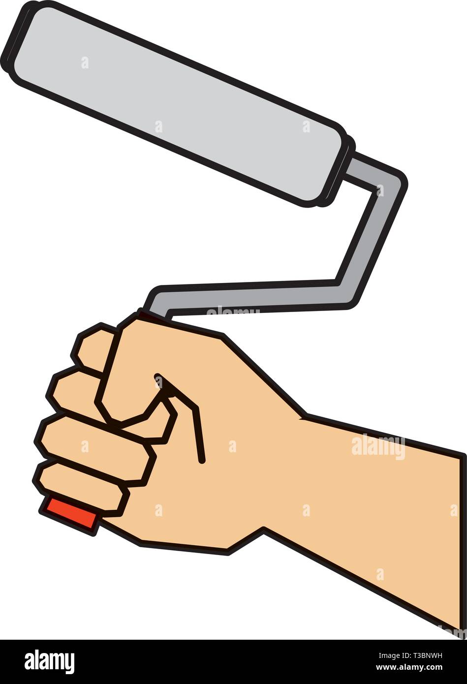 hand using paint roller Stock Vector Image & Art - Alamy