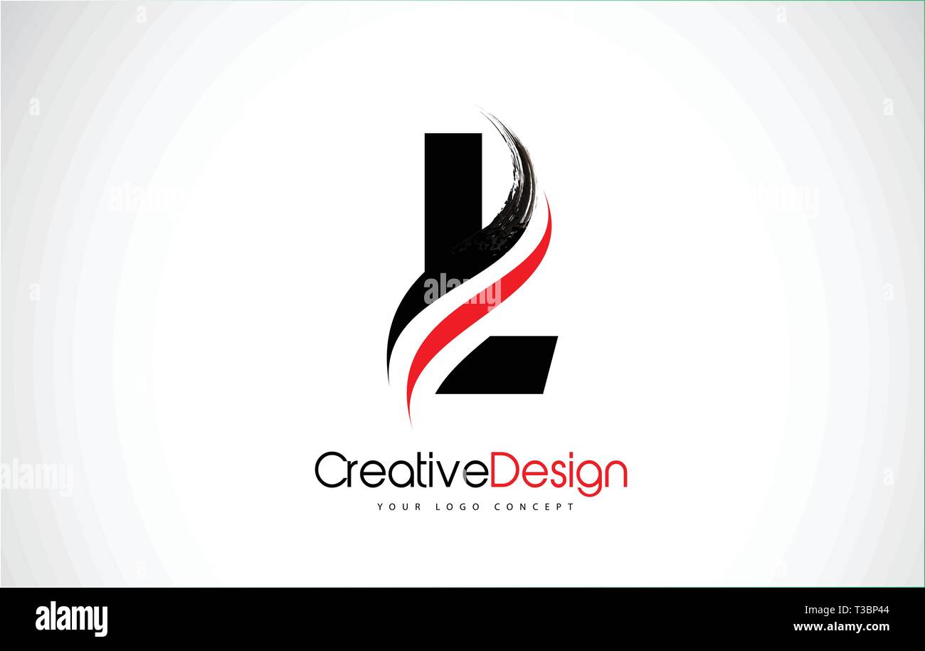 Red and Black L Letter Design Brush Paint Stroke. Letter Logo with ...