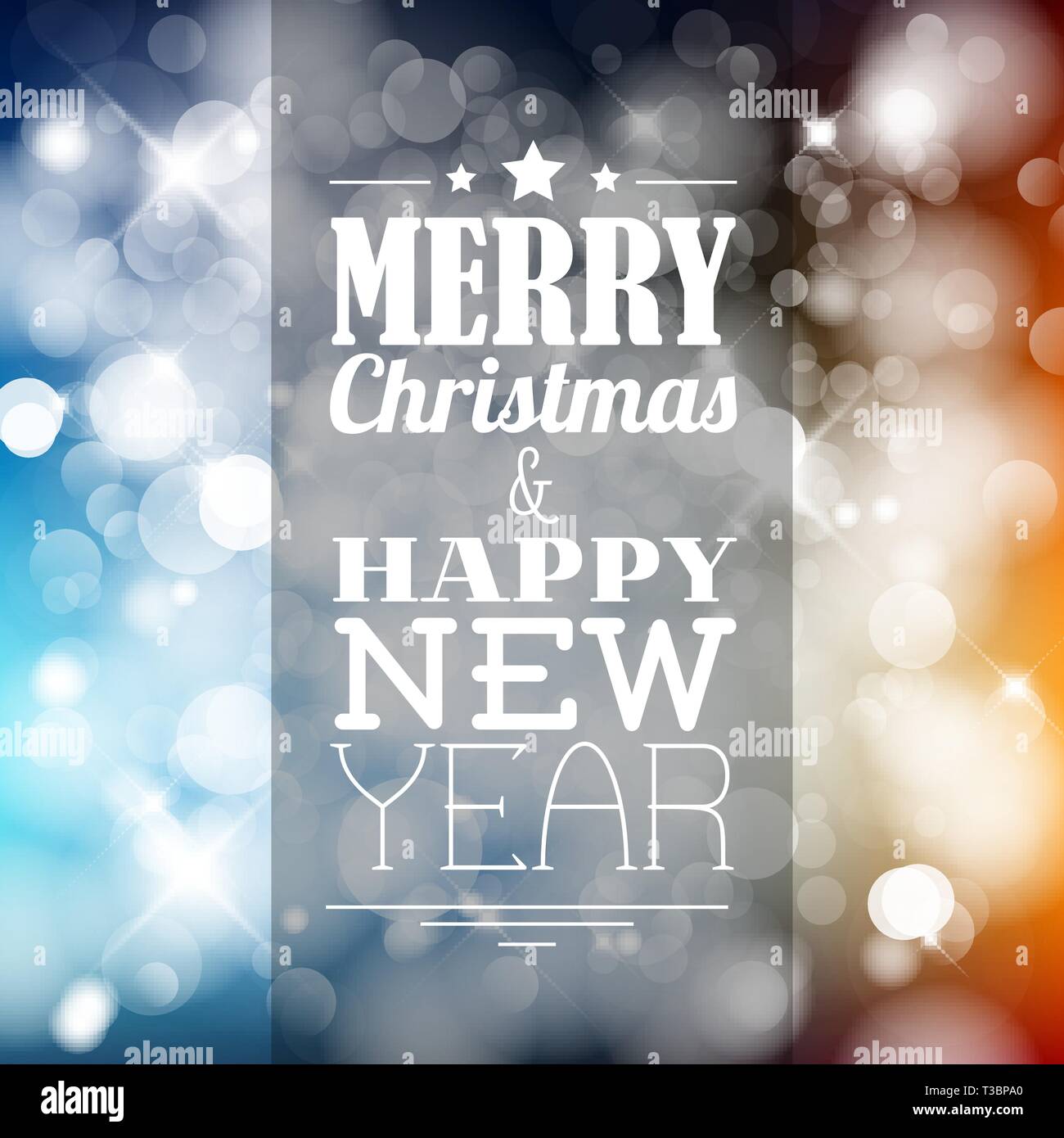 Vector vintage retro christmas label on colorful blurred background ...
