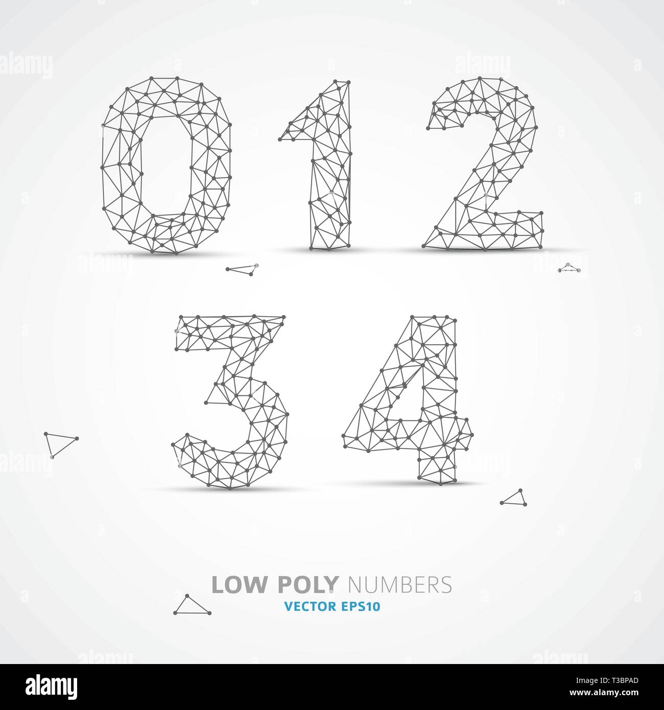 Blue Vector low poly (wired) numbers font with shadow Stock Vector ...