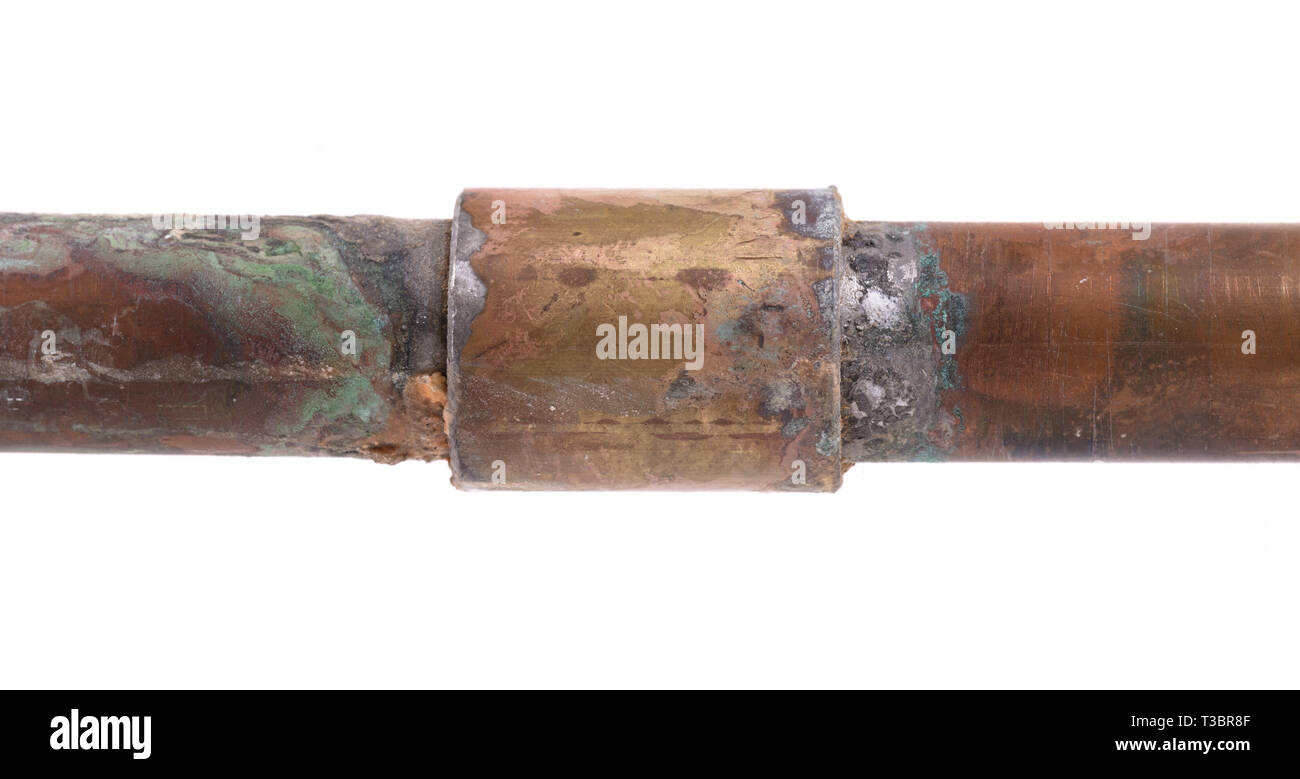 Old brass pipe, isolated on a white background Stock Photo - Alamy