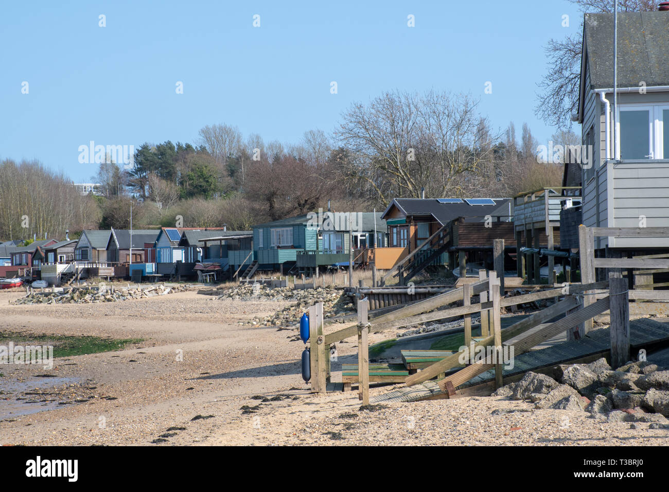 Manningtree Suffolk Uk - 1 April 2019: Row of large wooden beachside ...