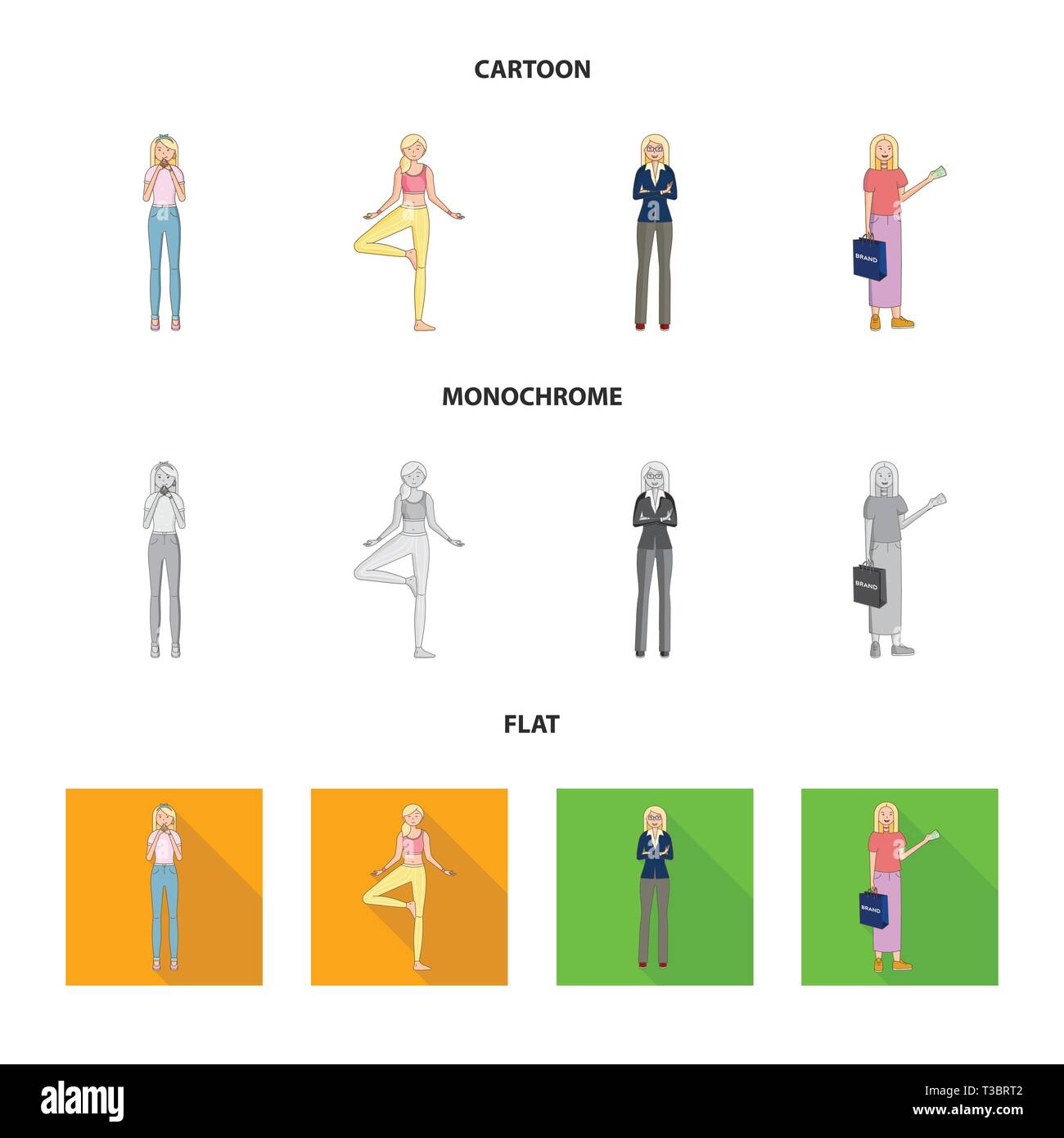 Vector design of posture and mood icon. Collection of posture and ...