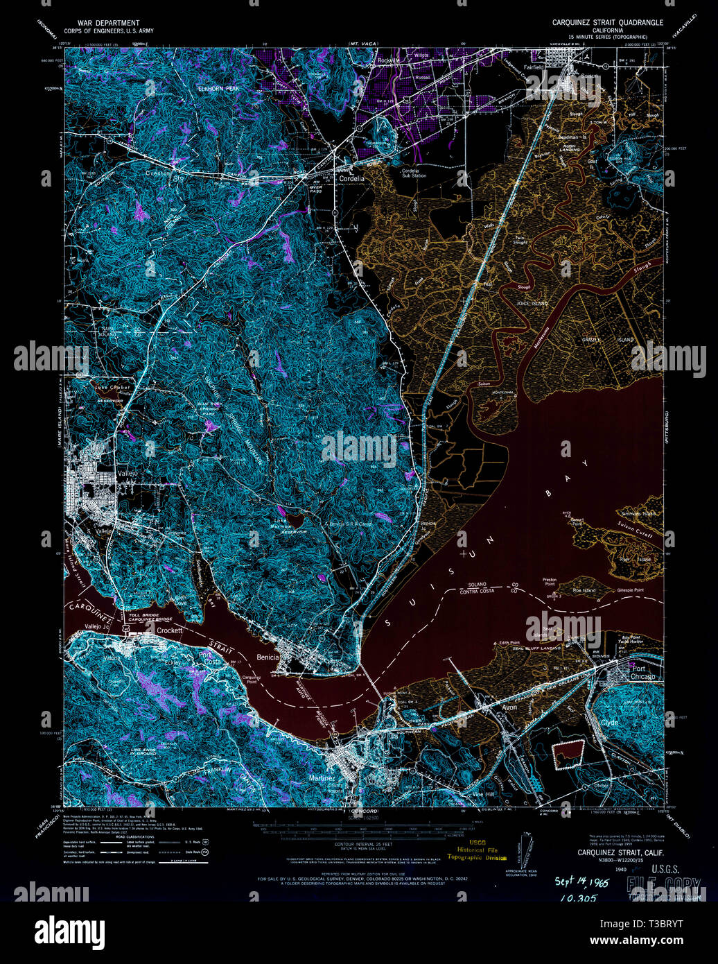 USGS TOPO Map California CA Carquinez Strait 297037 1940 62500 Inverted ...