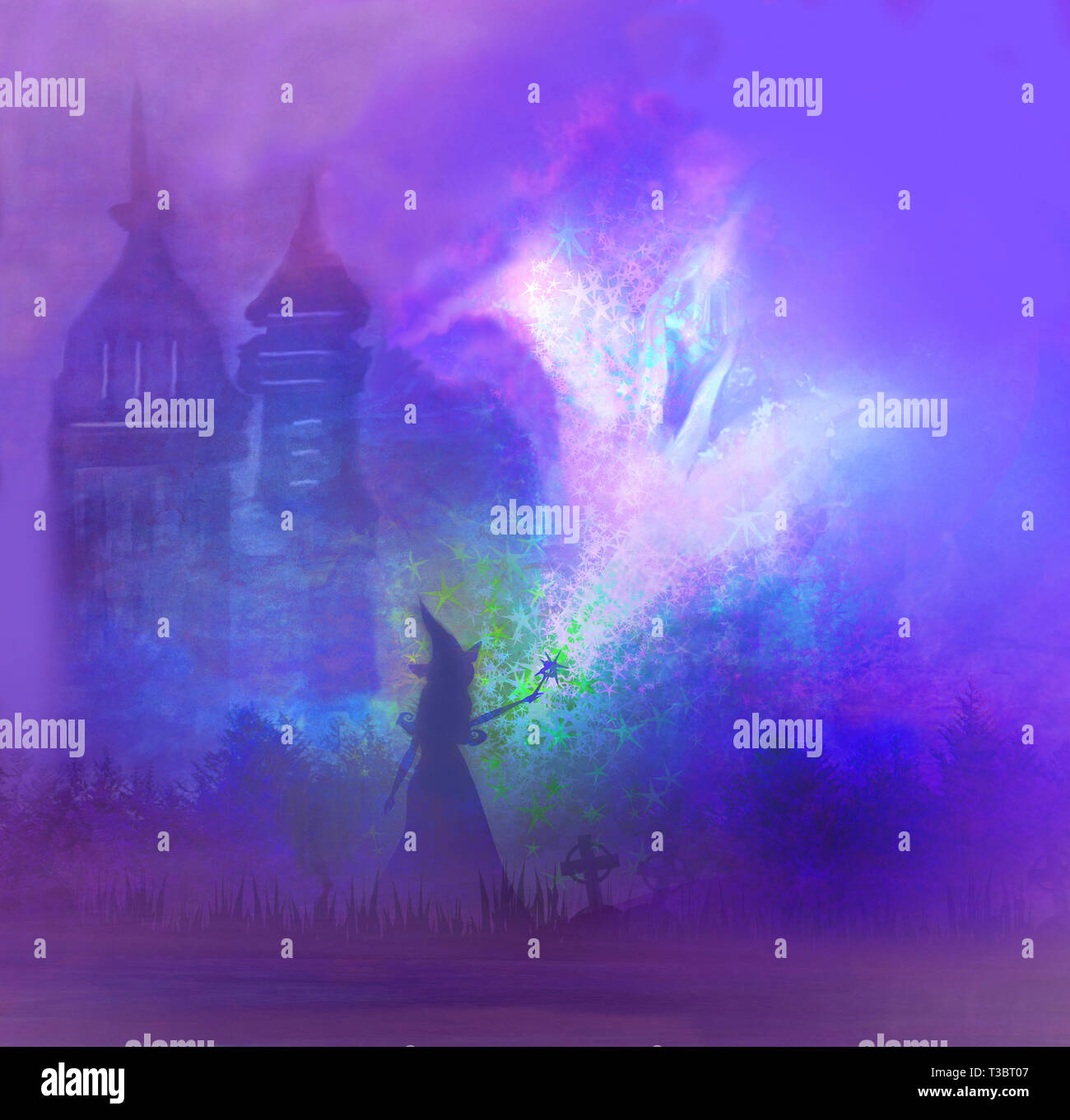 witch casting a magic spell Stock Photo - Alamy