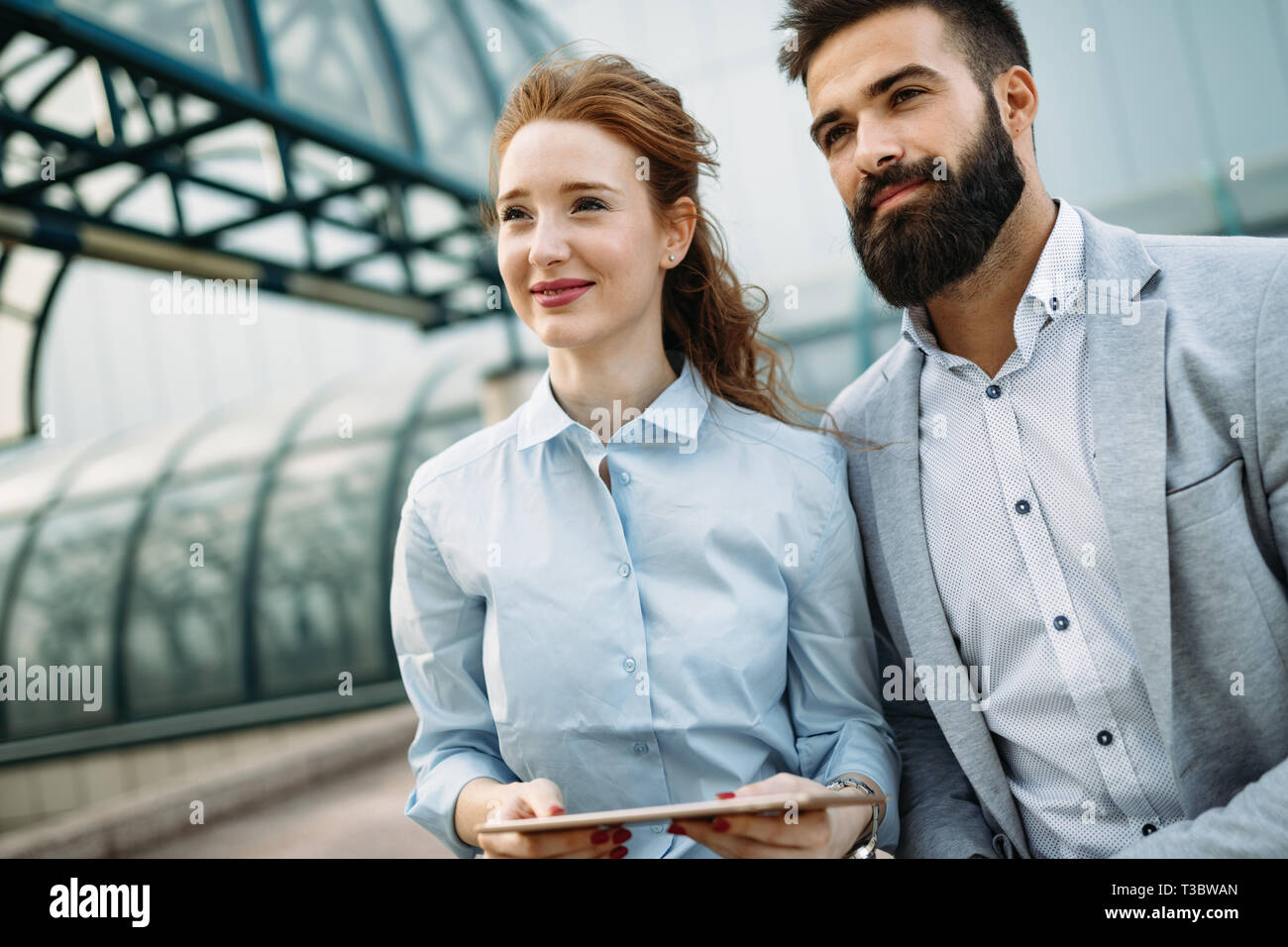 Business partners in discussion hi-res stock photography and images - Alamy