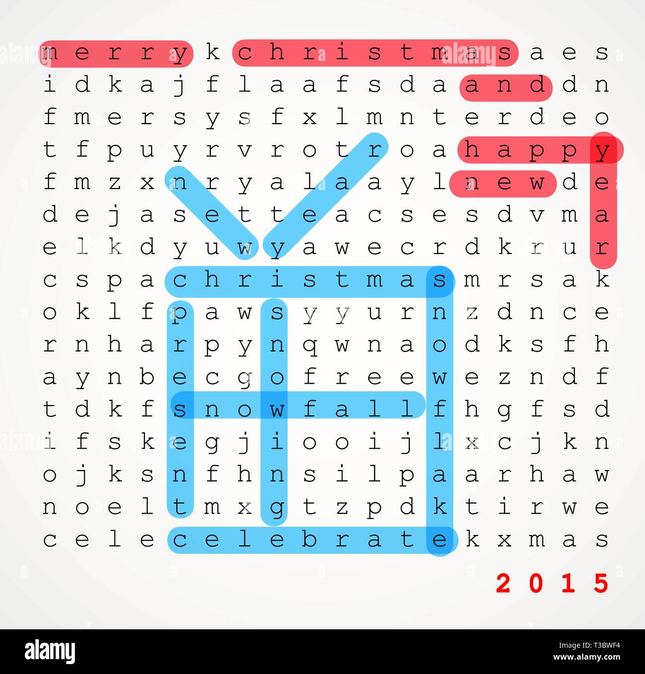 Christmas card - word search puzzle with highlighted compliment of the ...