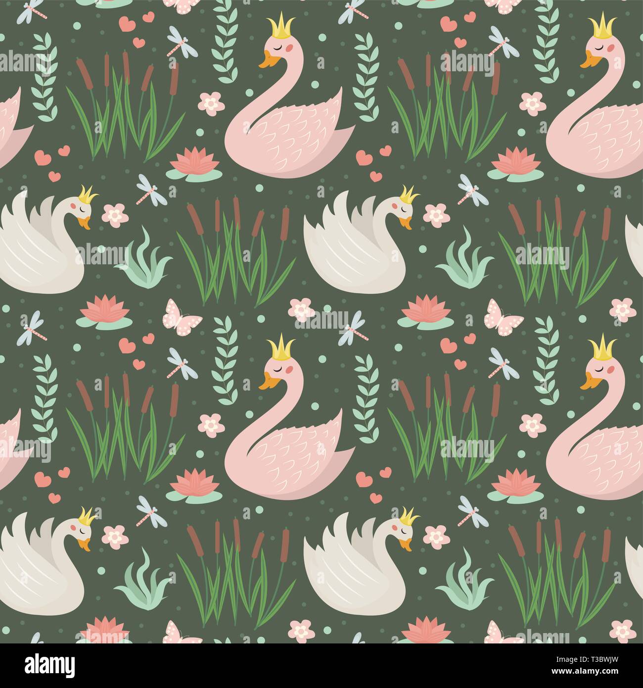 White swan and baby swans Stock Vector Images - Alamy