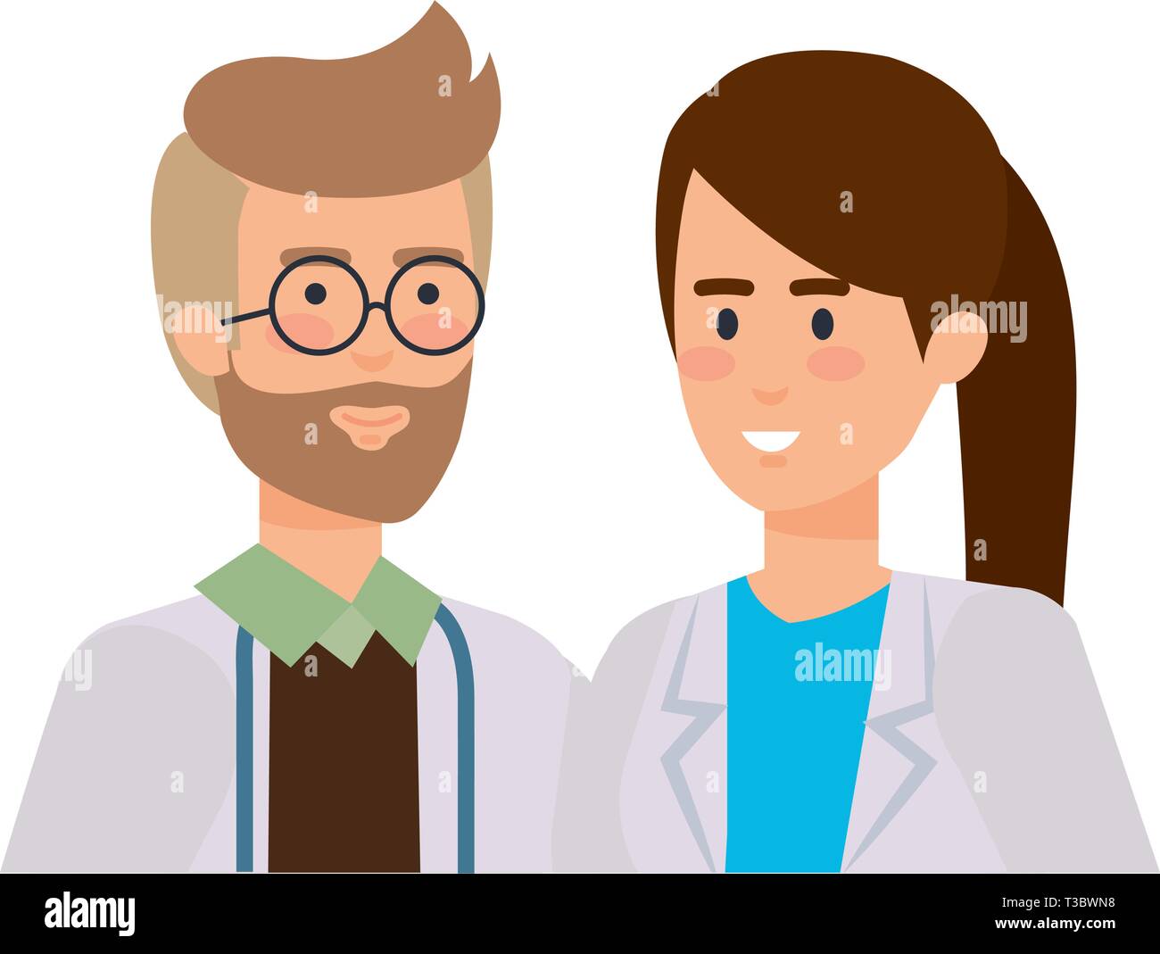 couple of professionals doctors avatars characters Stock Vector Image ...