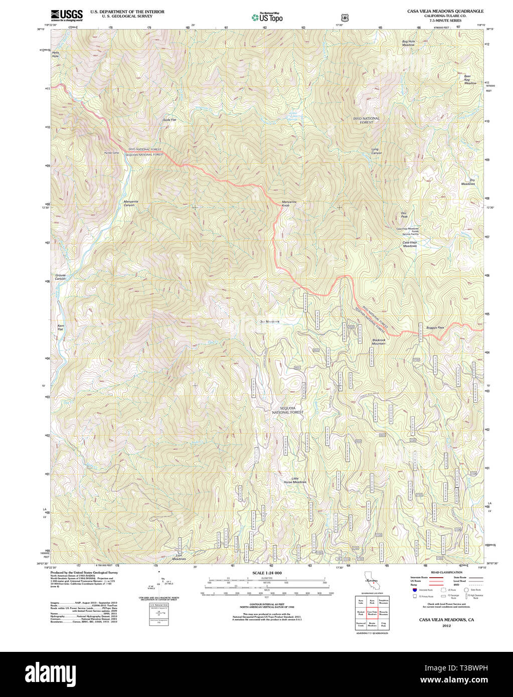 USGS TOPO Map California CA Casa Vieja Meadows 20120509 TM Restoration ...