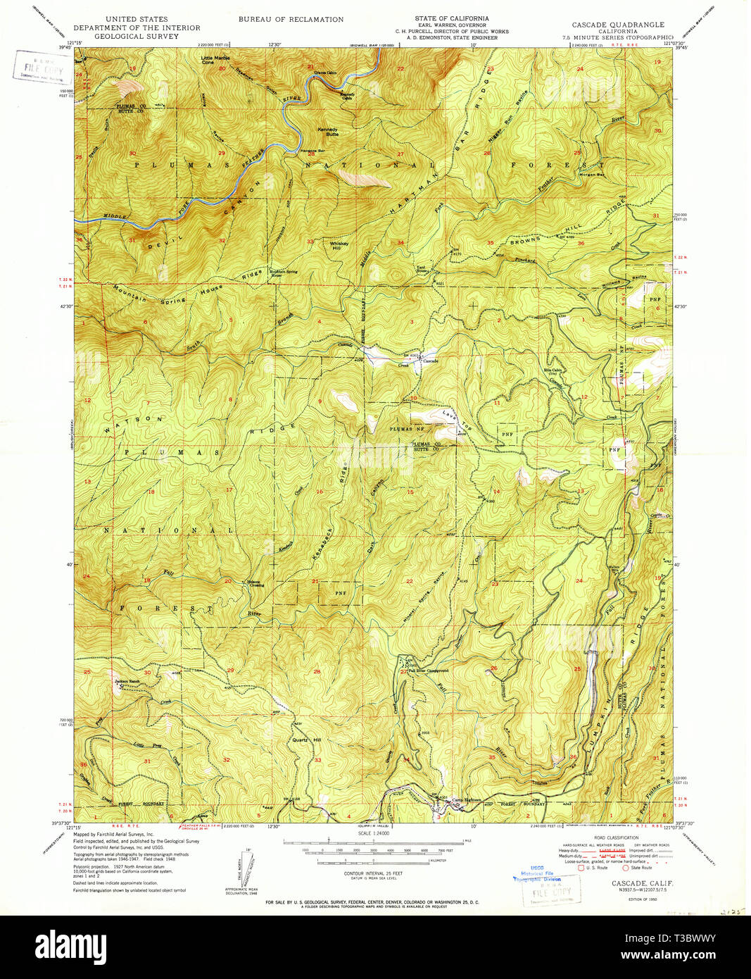 Map of california 1950 hi-res stock photography and images - Alamy