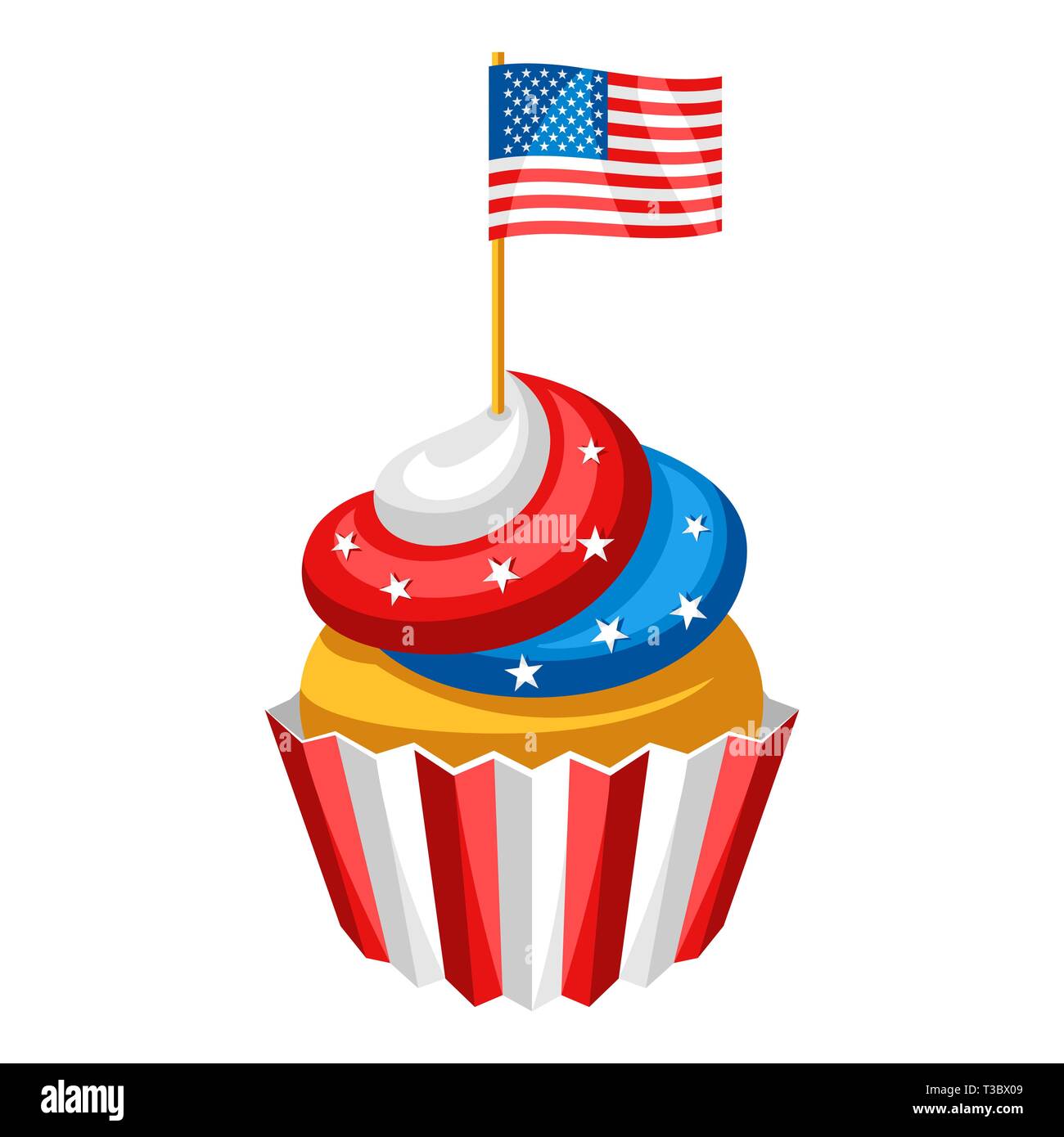 Cupcake with American Flag. Independence Day illustration Stock Vector ...