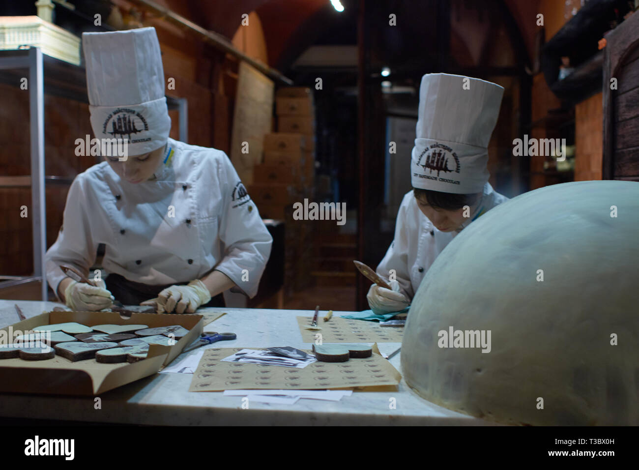 Lviv, Ukraine. 13 March 2016. Person working inside of the Lviv ...