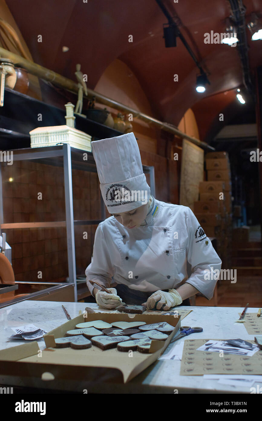 Lviv, Ukraine. 13 March 2016. Person working inside of the Lviv ...