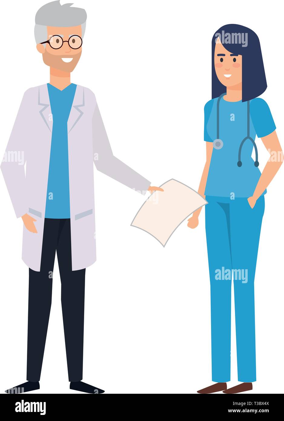 couple of professionals doctor and surgeon characters Stock Vector ...