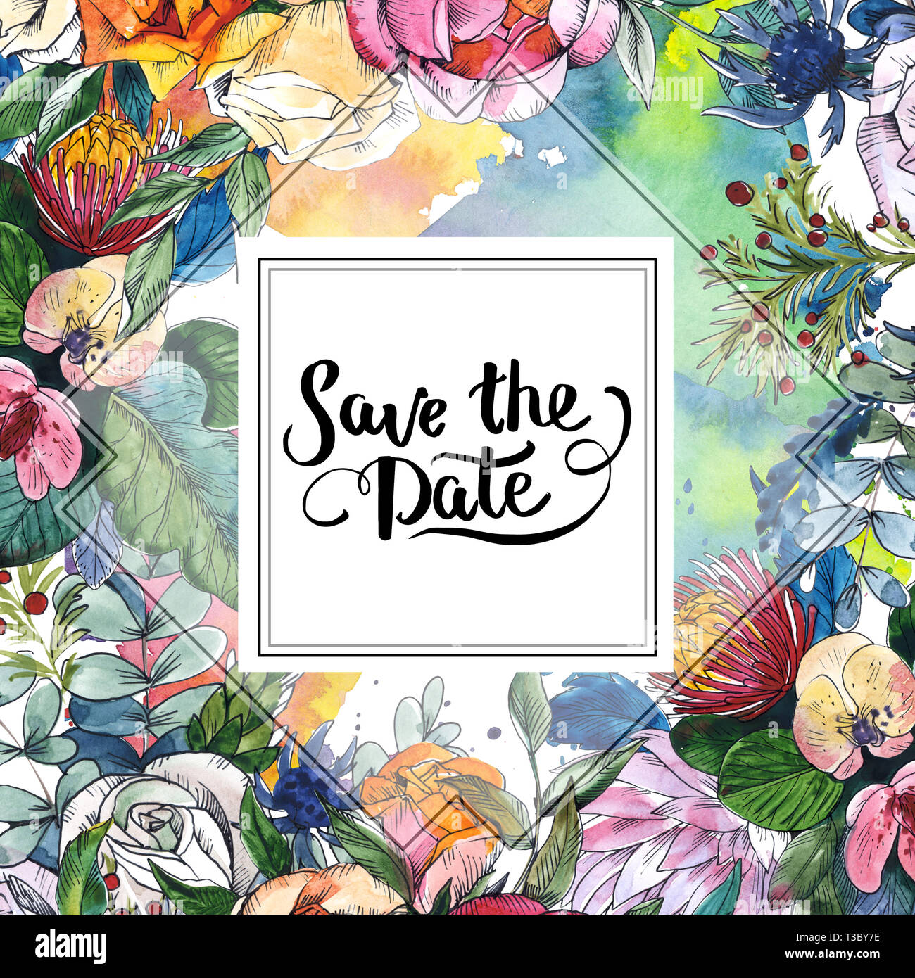 Wildflowers bouquet floral botanical flowers. Watercolor background ...