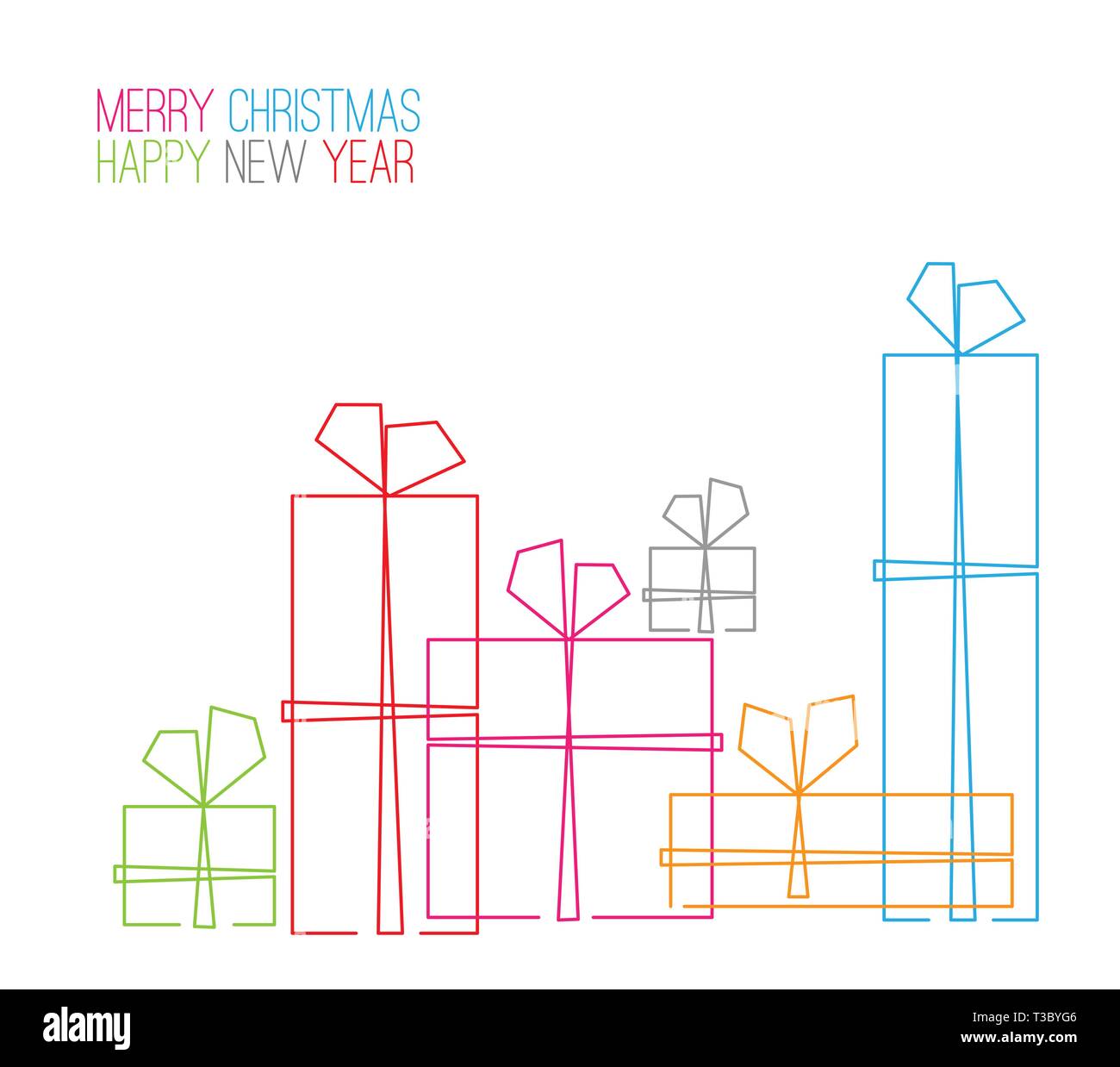 Vector christmas card - christmas presents, gift boxes - simple ...
