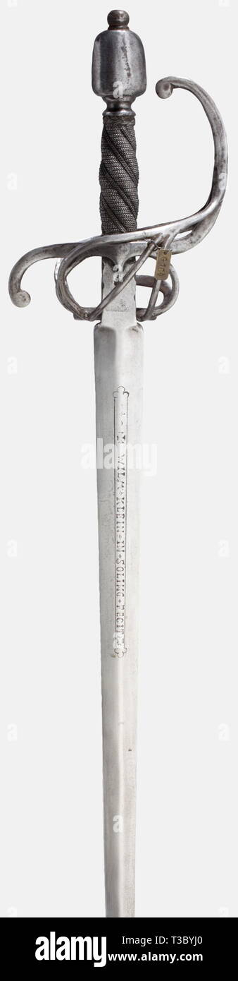A heavy smallsword, Solingen, circa 1600 Massive double-edged blade ...