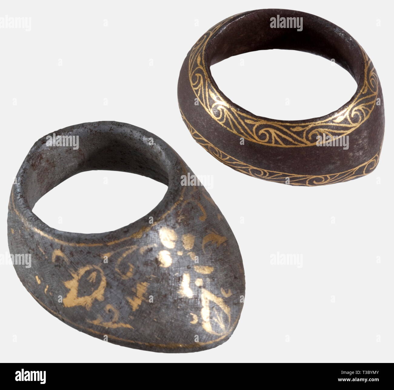 Six Indian archers' rings, 19th/20th century Different types and ...