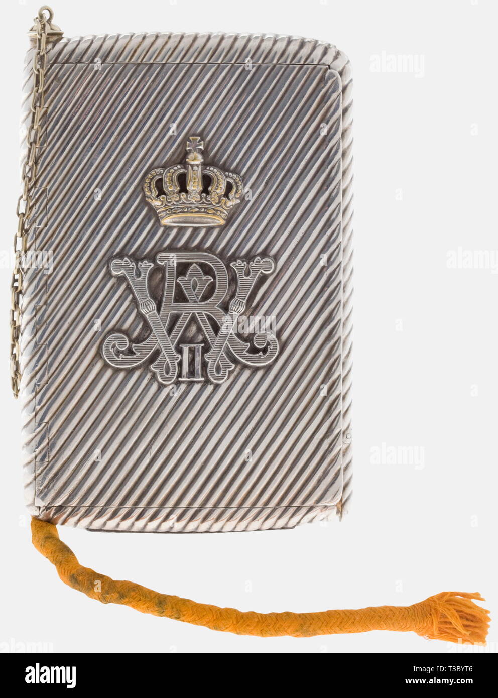 Kaiser Wilhelm II, a silver cigarette case Ornate with diagonal grooves ...
