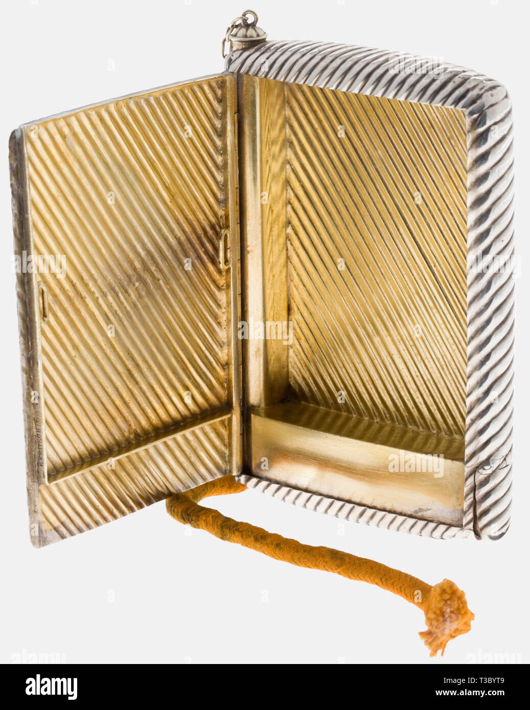 Kaiser Wilhelm II, a silver cigarette case Ornate with diagonal grooves ...