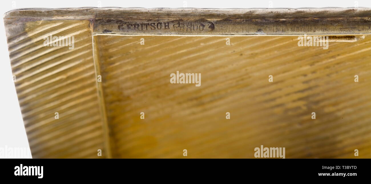 Kaiser Wilhelm II, a silver cigarette case Ornate with diagonal grooves ...